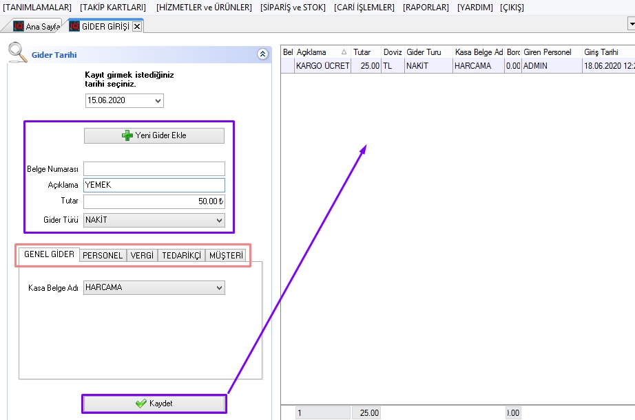 Giderler sisteme nasıl işlenir? – KIBA YAZILIM